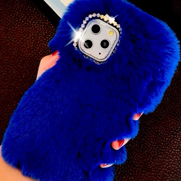no brand | Cell Phones & Accessories | Iphone 4 Pro Max Blue Fur Case ...